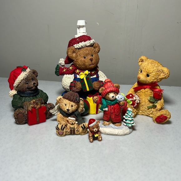 Accents | Vintage Assorted 6 Resin Christmas Bear Figurine Collection ...